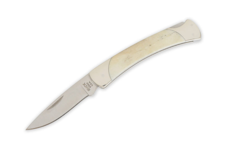 Buck Knives 055 Mini 110 Folding Hunter Drop Point Bone Pocket Knife ...