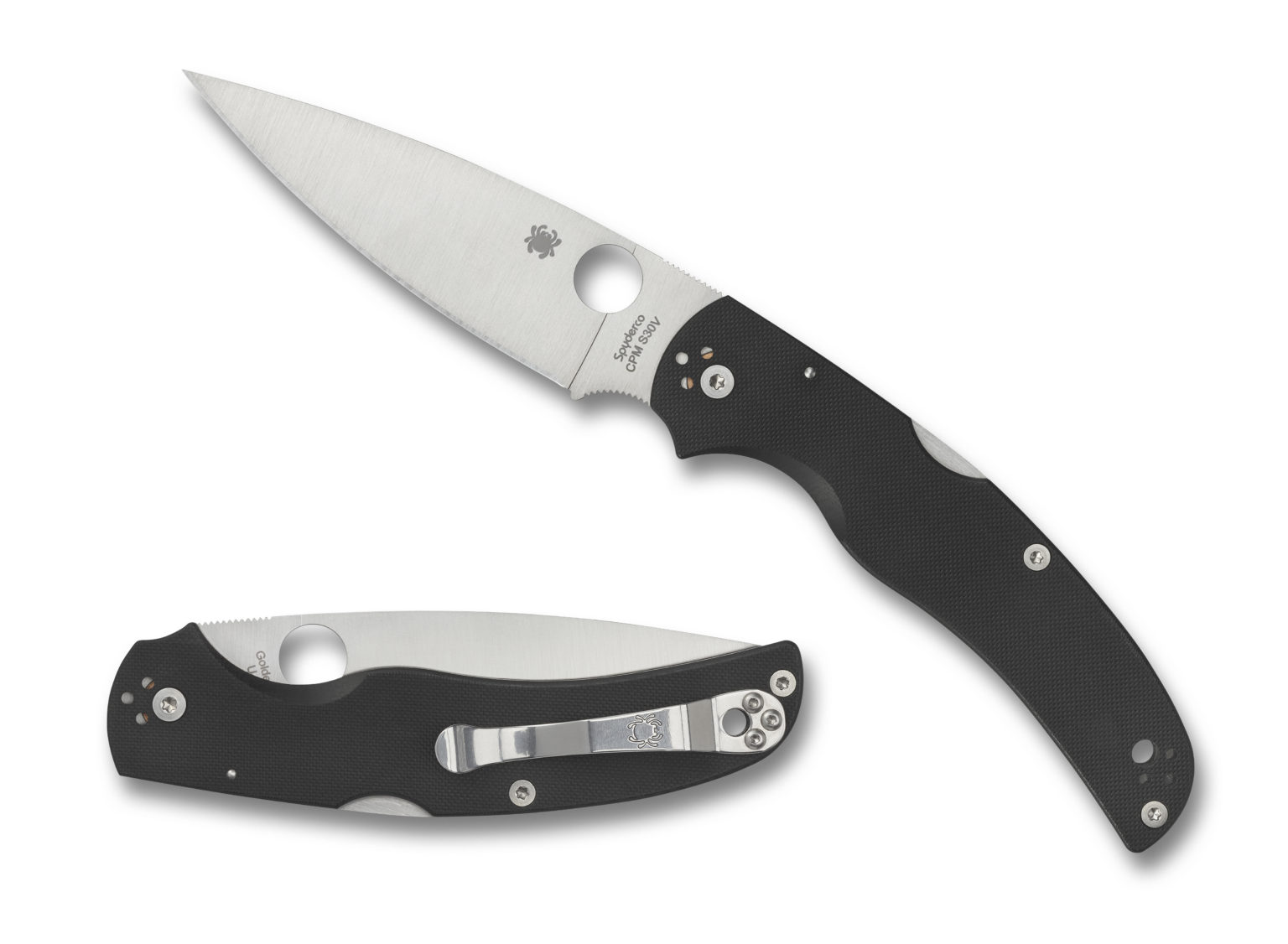 Spyderco Native Chief Folding Knife 4.08″ S30V Satin Plain Blade, Black ...