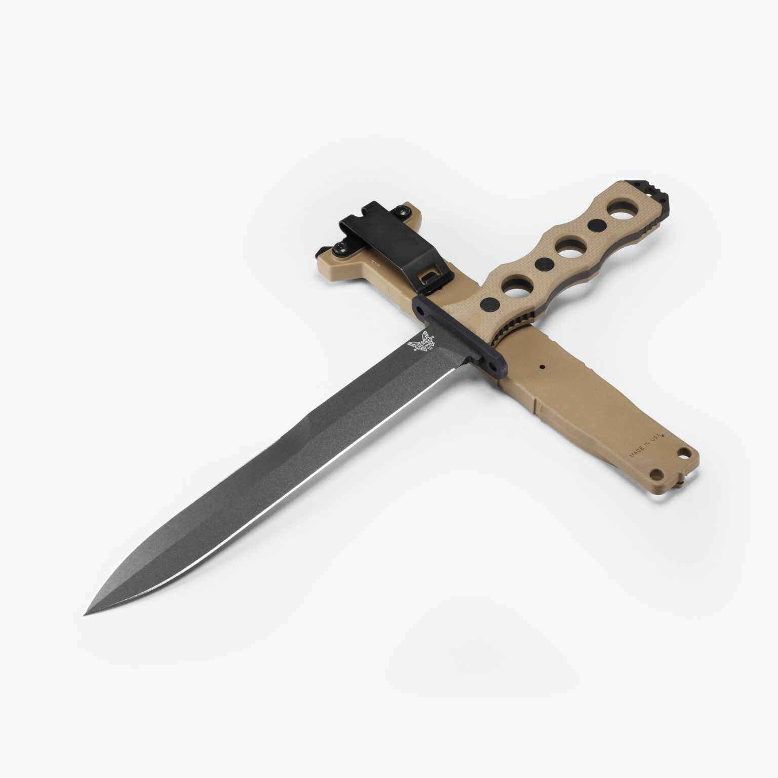 Benchmade 185BK-1 SCOP Fixed Blade Knife, Desert Tan G-10 Handles, 7.1 ...