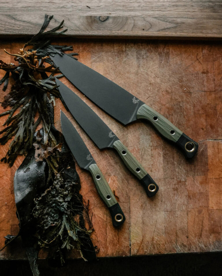 Benchmade 4000BK-01 Three Piece Fixed Blade Kitchen Knife Set, Cerakote ...